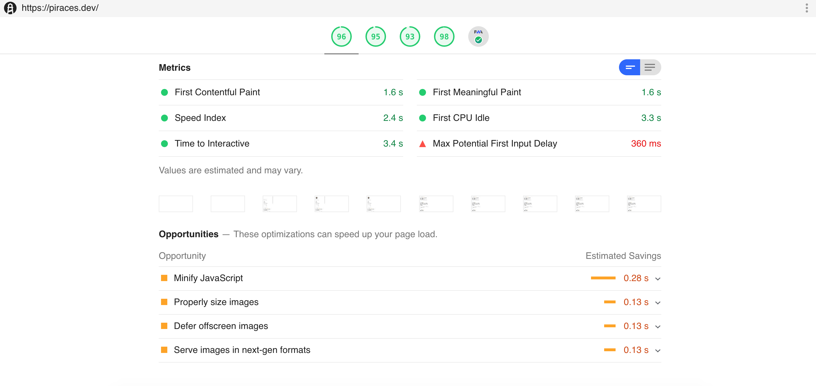 Notes on my way to improve my Lighthouse score in my blog